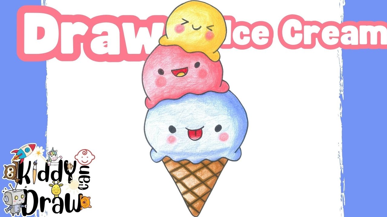 How to Draw A Cute Ice Cream Cone - YouTube