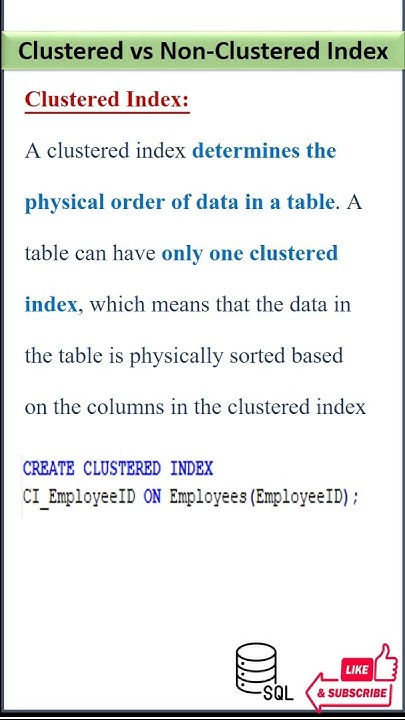 Difference between Clustered and Non Clustered Index #sql #sqlserver #techinterviews #interview ...