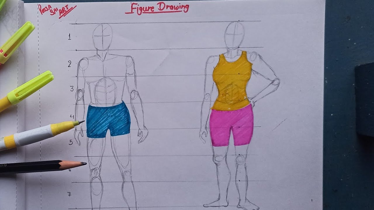 Easy Human figure drawing with the ratio for beginners - YouTube