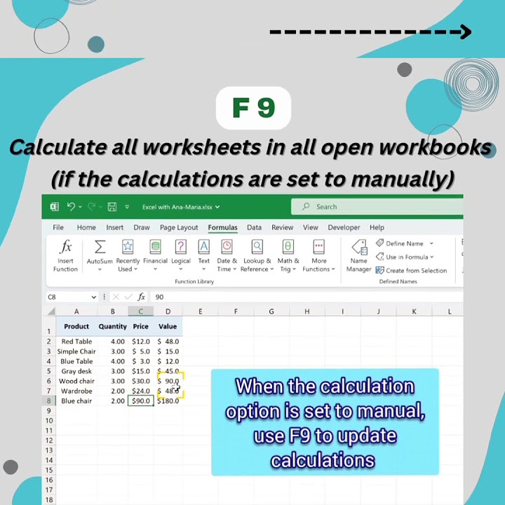 Three Excel Shortcuts using F9 key to improve your work efficiency #excel #tutorial #shorts ...