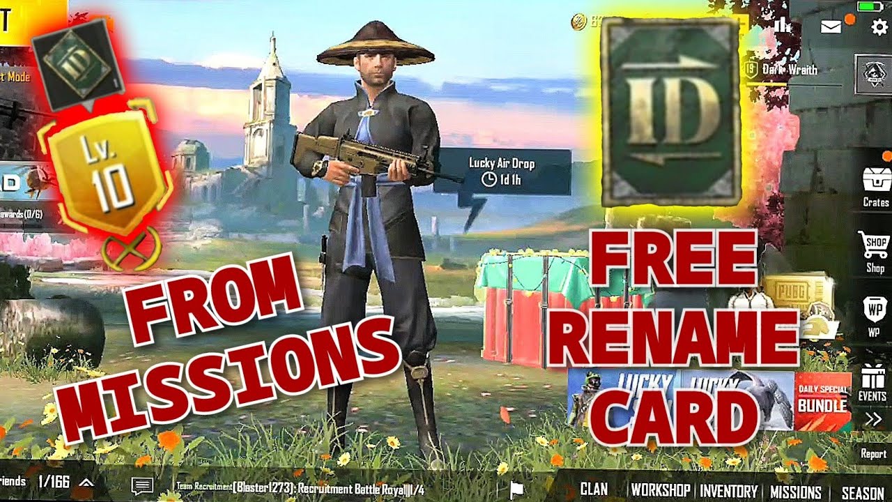 HOW TO GET FREE RENAME CARD BY COMPLETING MISSIONS - PUBG MOBILE LITE ...
