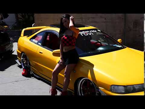 Beautiful Asian Model Posing on a Yellow Acura NSX Exotic Car - 2019 HIN LA