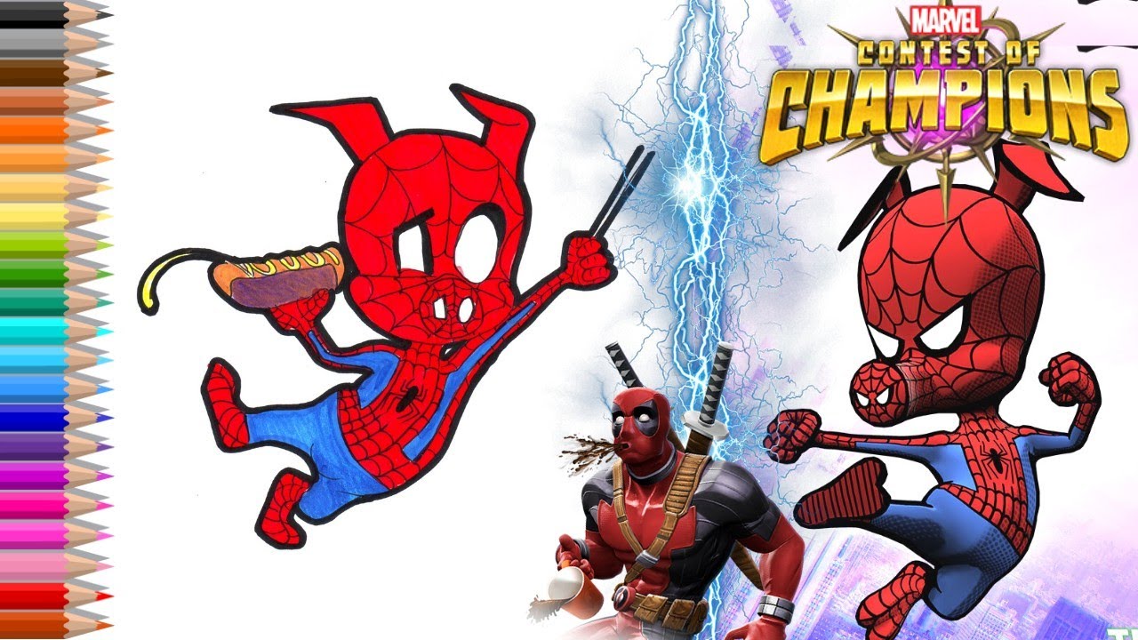 How to draw Spider-Ham from Marvel Contest of Champions // Как ...
