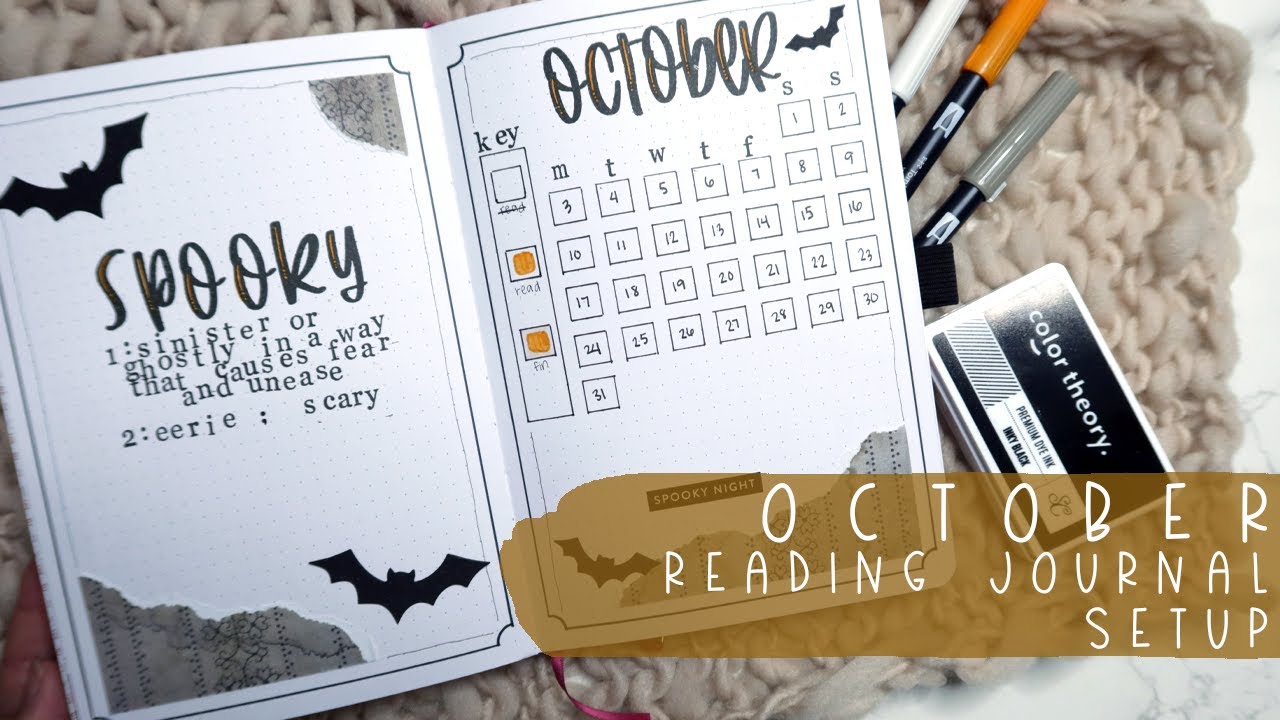 Bullet Journal With Me | October 2022 Reading Journal Setup | Bat Theme ...