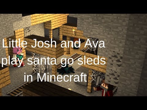 Little Josh and Ava play santa go sleds in Minecraft