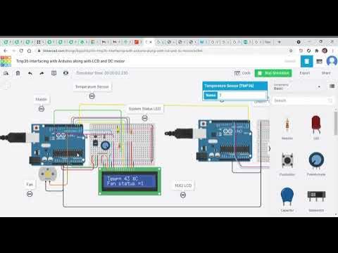 Arduino programming Tinkercad Circuit design Tmp36 interfacing with Arduino along with LCD - YouTube