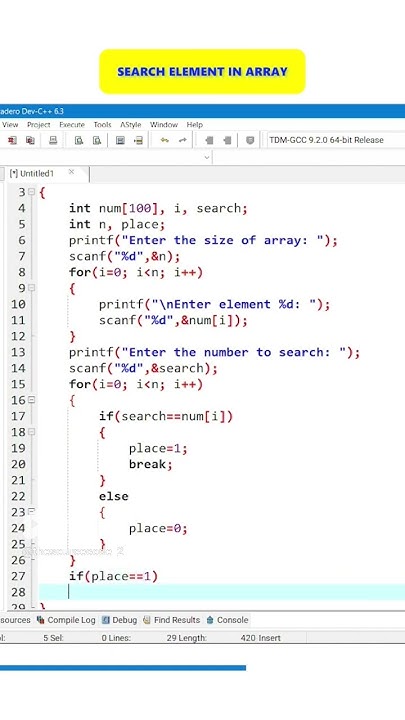 C Search Elements In Array Fyp Shorts C Cpp Cprogramming Fypシ Viral Reels Programming