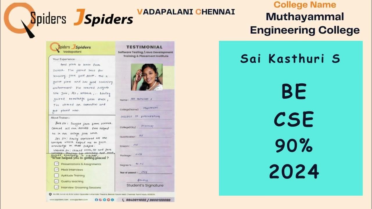 Success story of Ms.Sai Kasthuri S as a software Engineer. - YouTube
