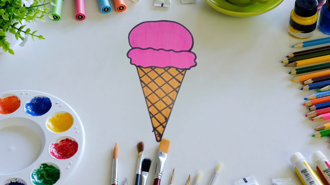 How to Draw Ice Cream | Drawing, Coloring for Kids | ART MAGIC PALETTE ...