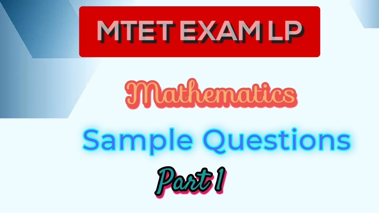 MTET 2019 (LP) Mathematics (Compulsory)||Part 1 - YouTube