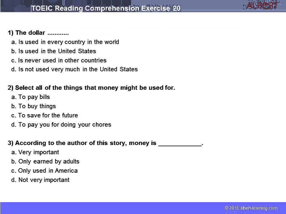 TOEIC Reading Comprehension Exercise 20 - YouTube