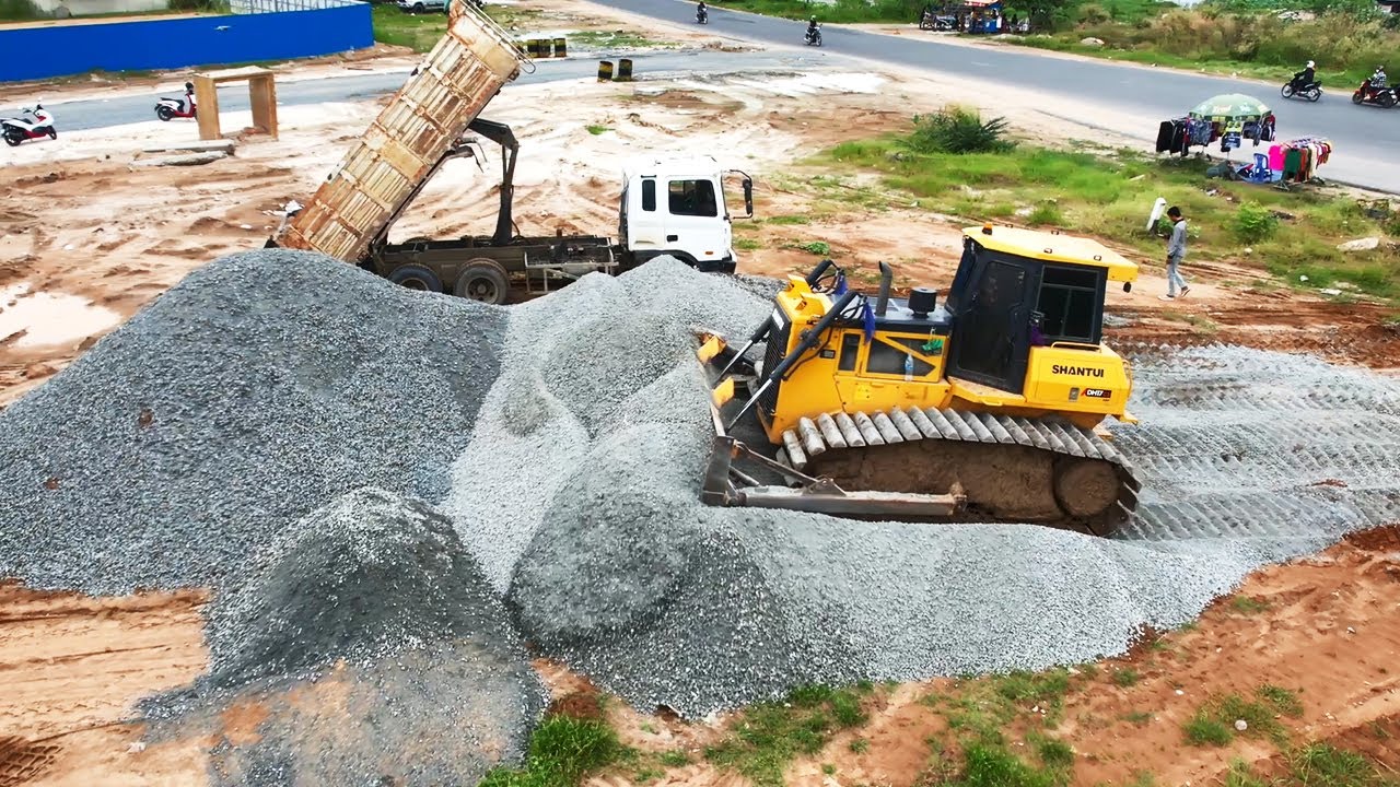 Activities The Best Bulldozer Pushing Rock Stone For Building New Road ...