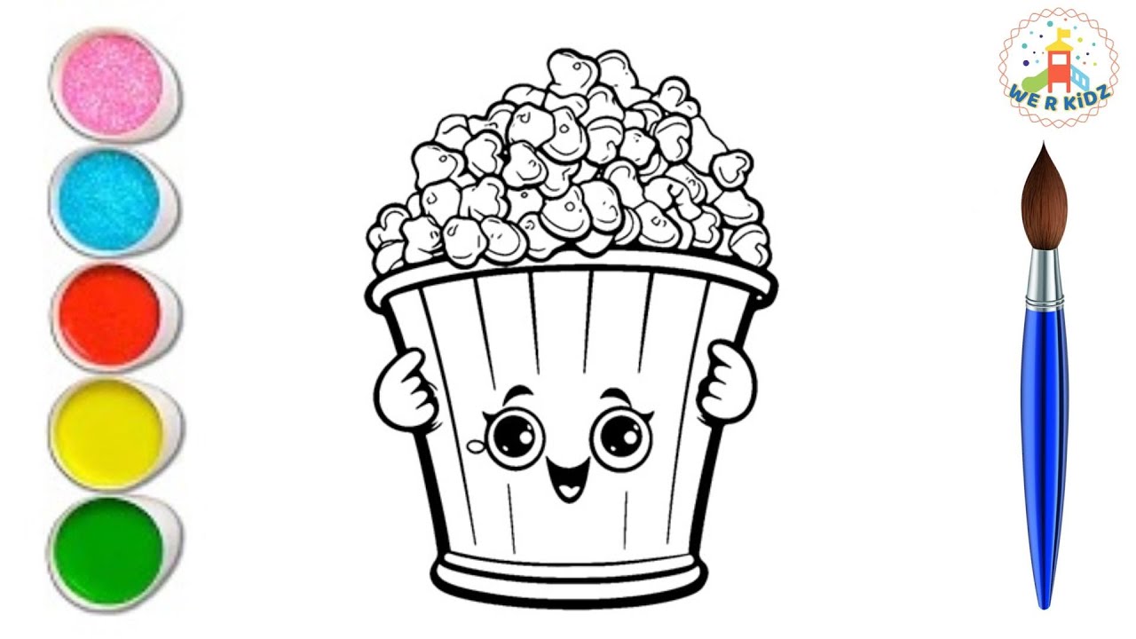 Drawing and Coloring Popcorn || How to Draw Popcorn || Learning Video ...