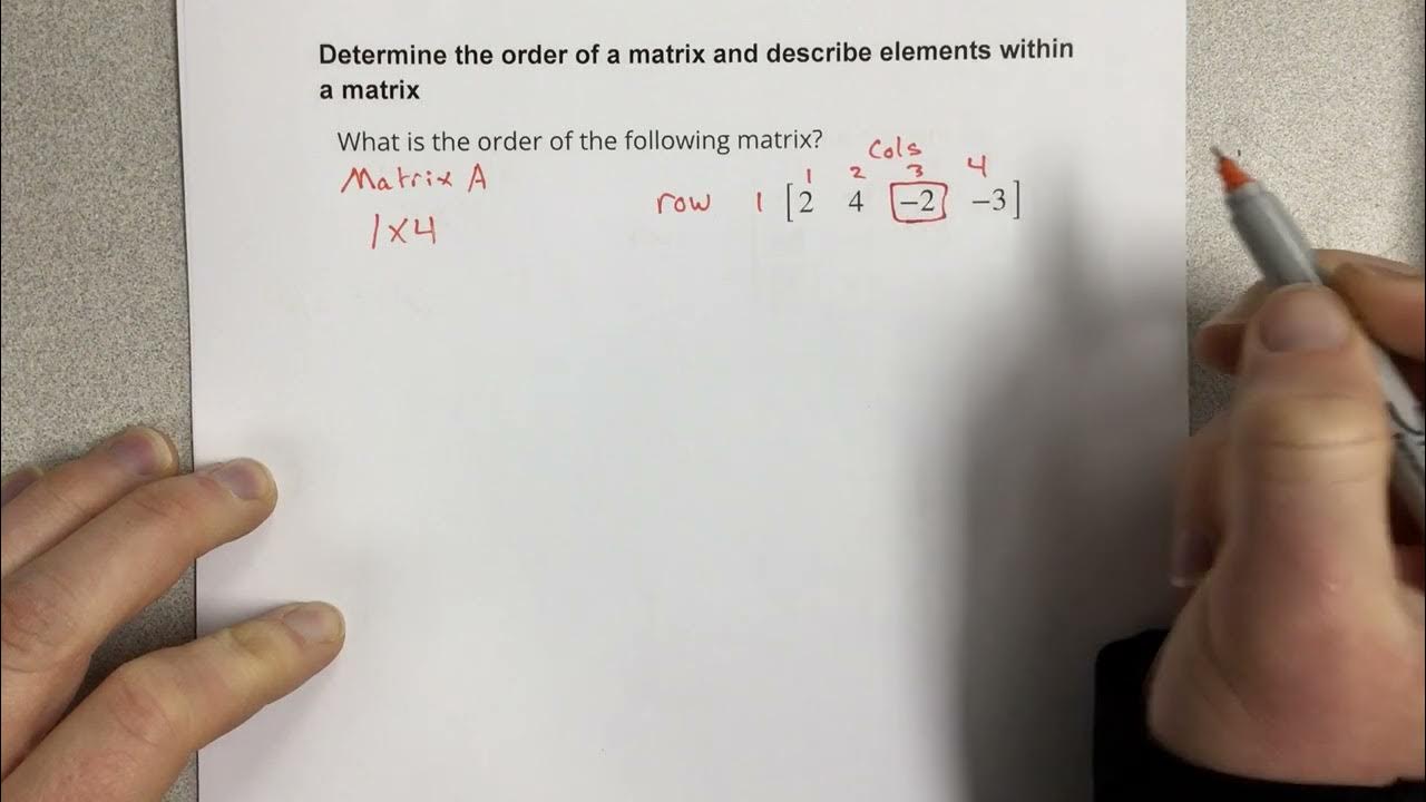 Determine the order of a matrix and describe elements within a matrix - YouTube