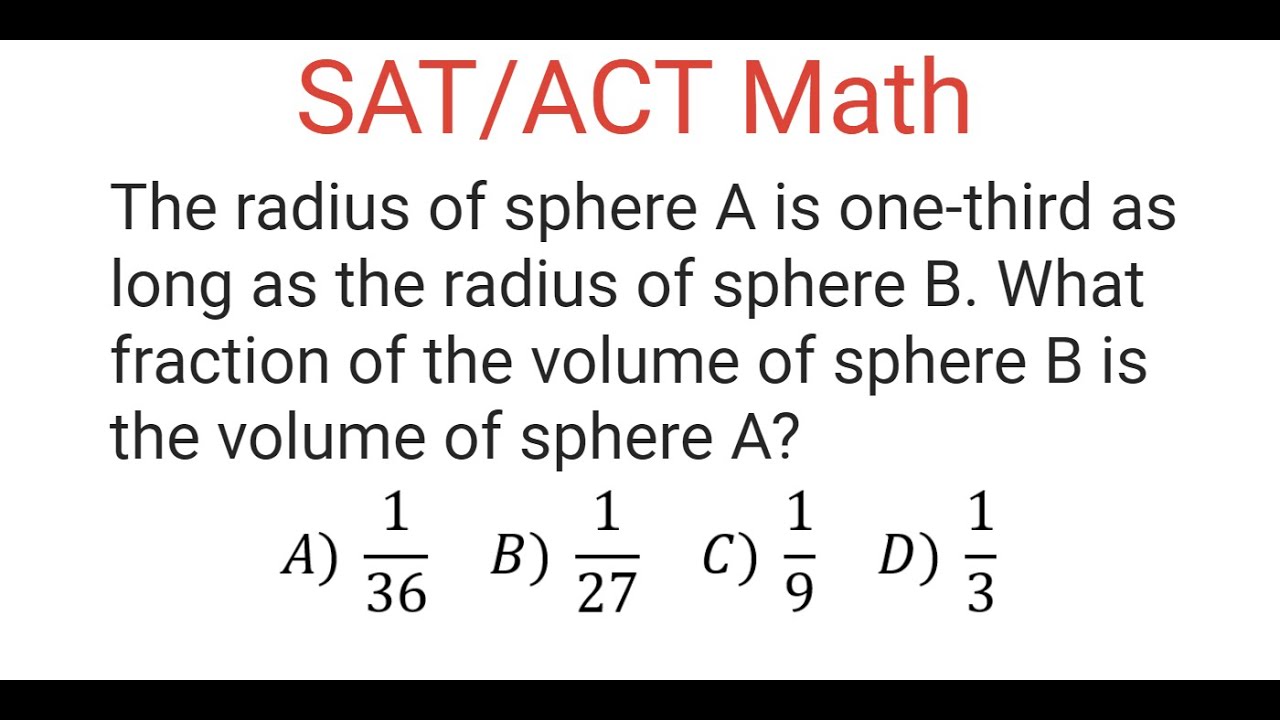 What Fraction Of Volume Of Sphere B Is Volume Of Sphere A? - YouTube