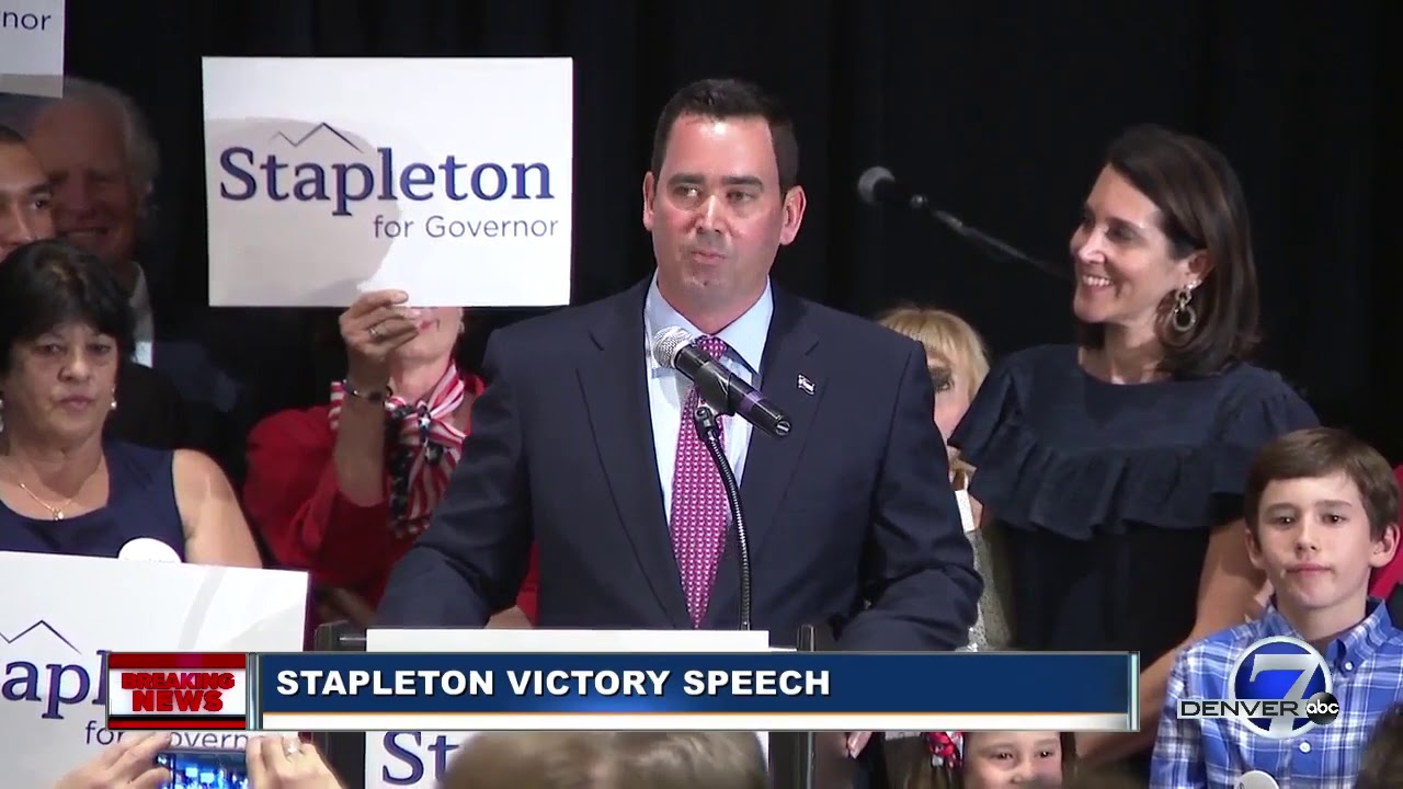 Colorado primaries: Walker Stapleton victory speech - YouTube
