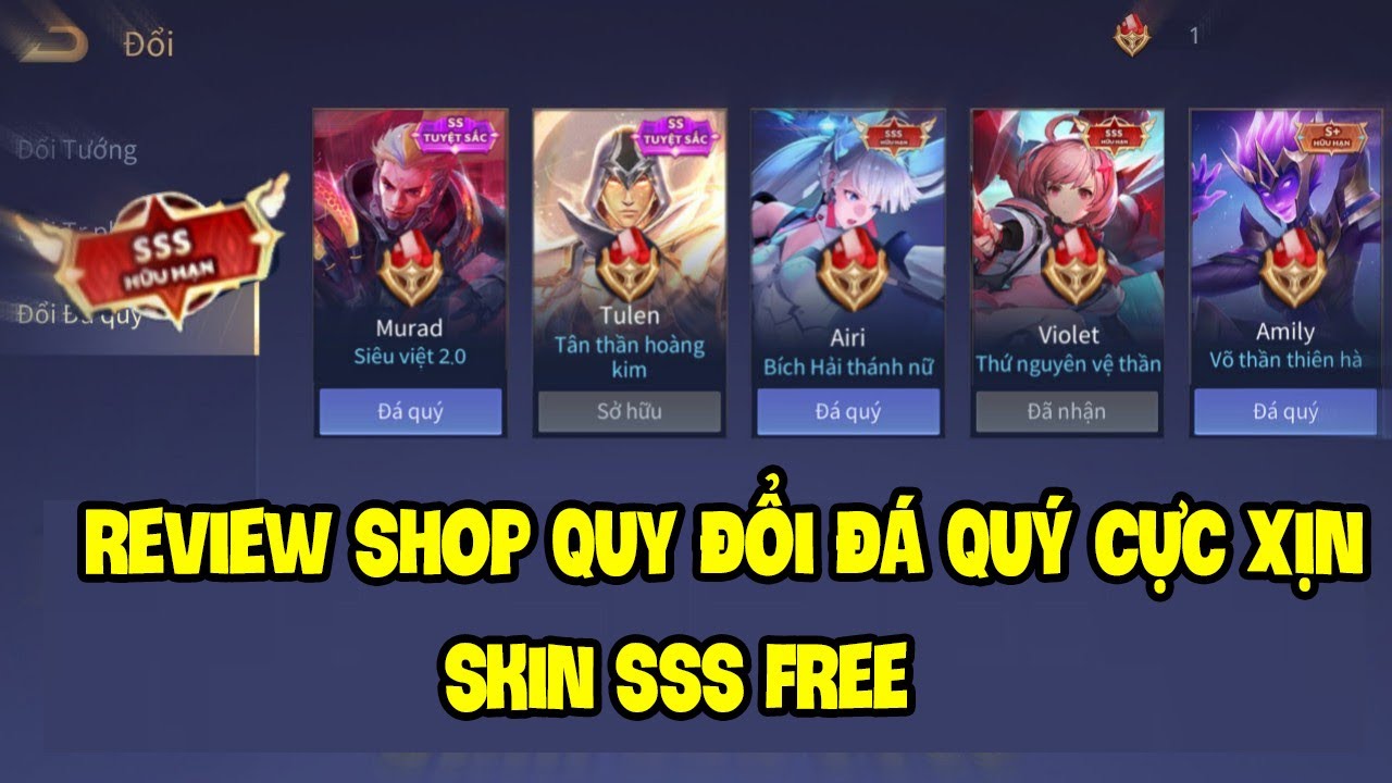 Liên Quân | Review Shop Quy Đổi Đá Quý Skin SSS Cực Hot Ở Các Sever ...