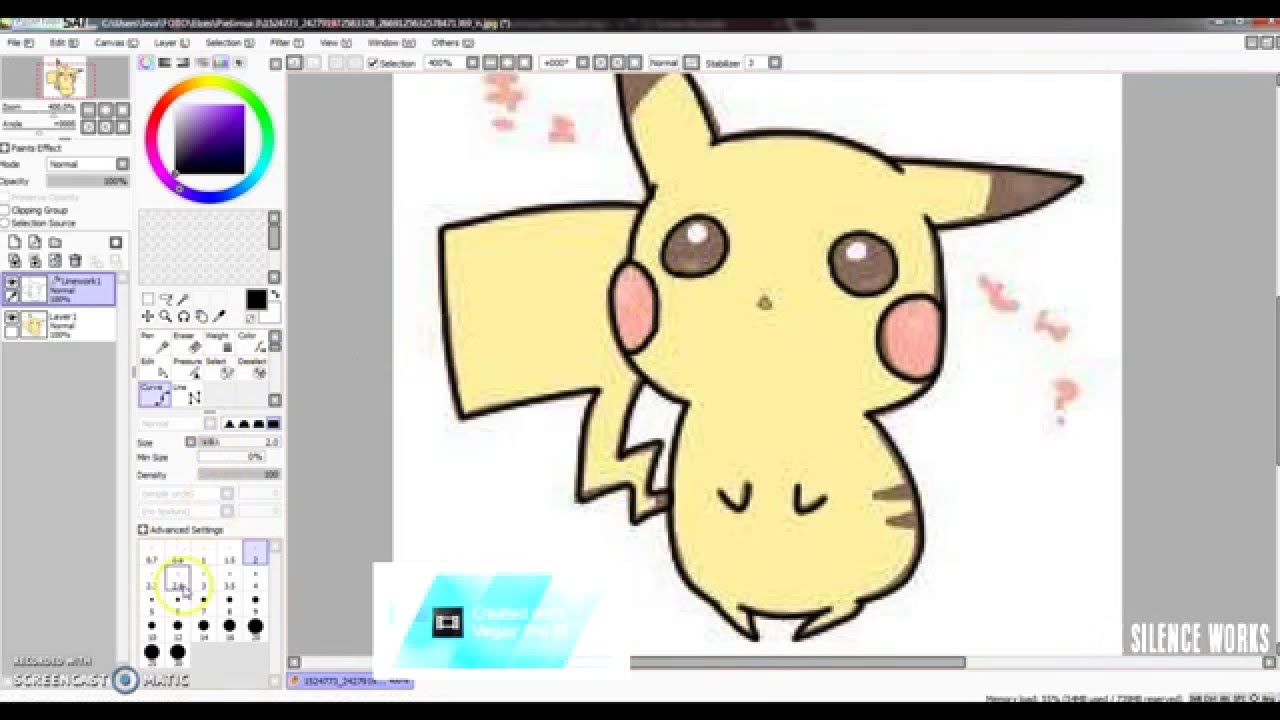 Outline drawing basics for beginners | Paint Tool Sai | Pikachu - YouTube