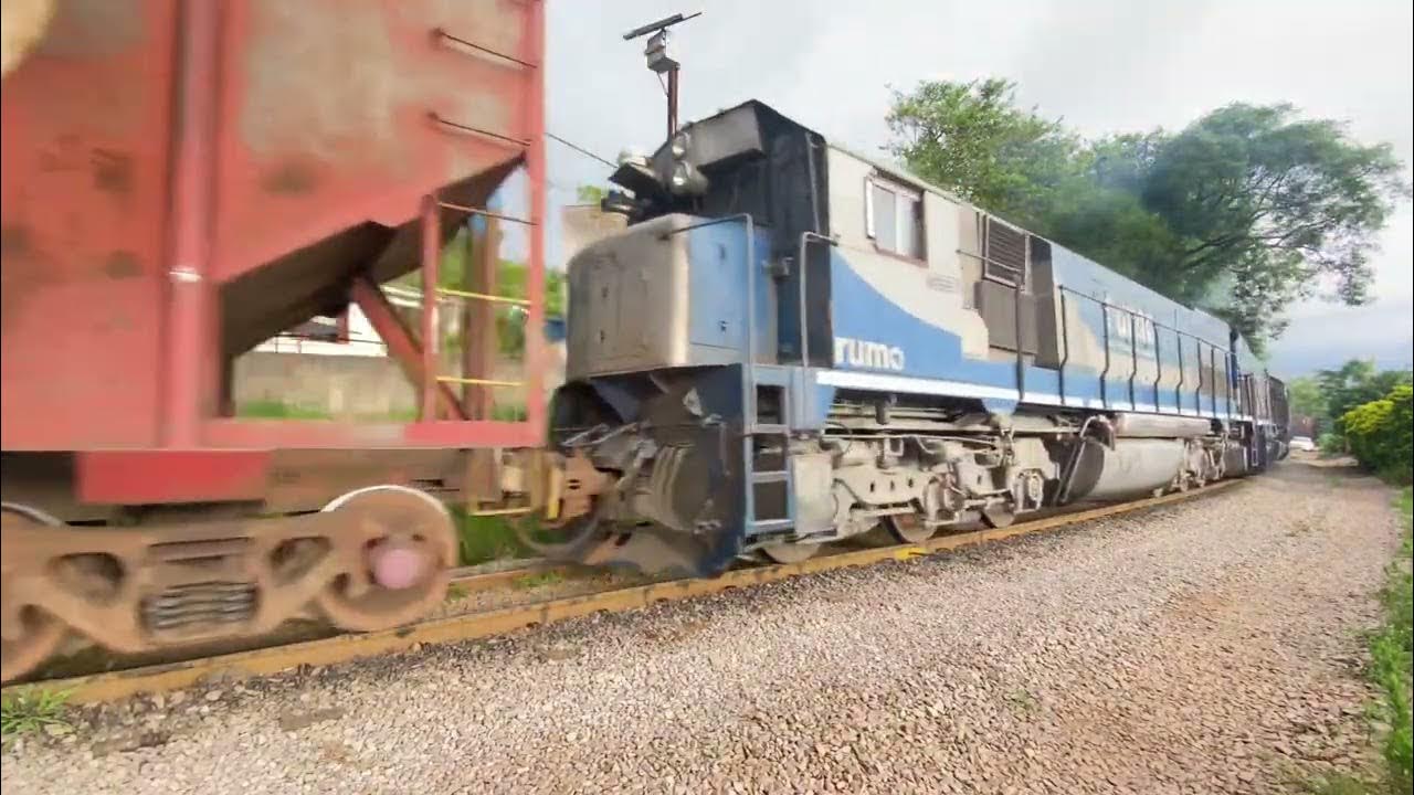 Fulia com a Buzina!! Duplex Cargueira Vazia da GT22 #4649 ALL com Locotrol No Meio da carga ...