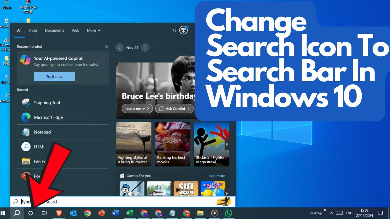 How Change Search Icon To Search Bar In Windows 10 - YouTube