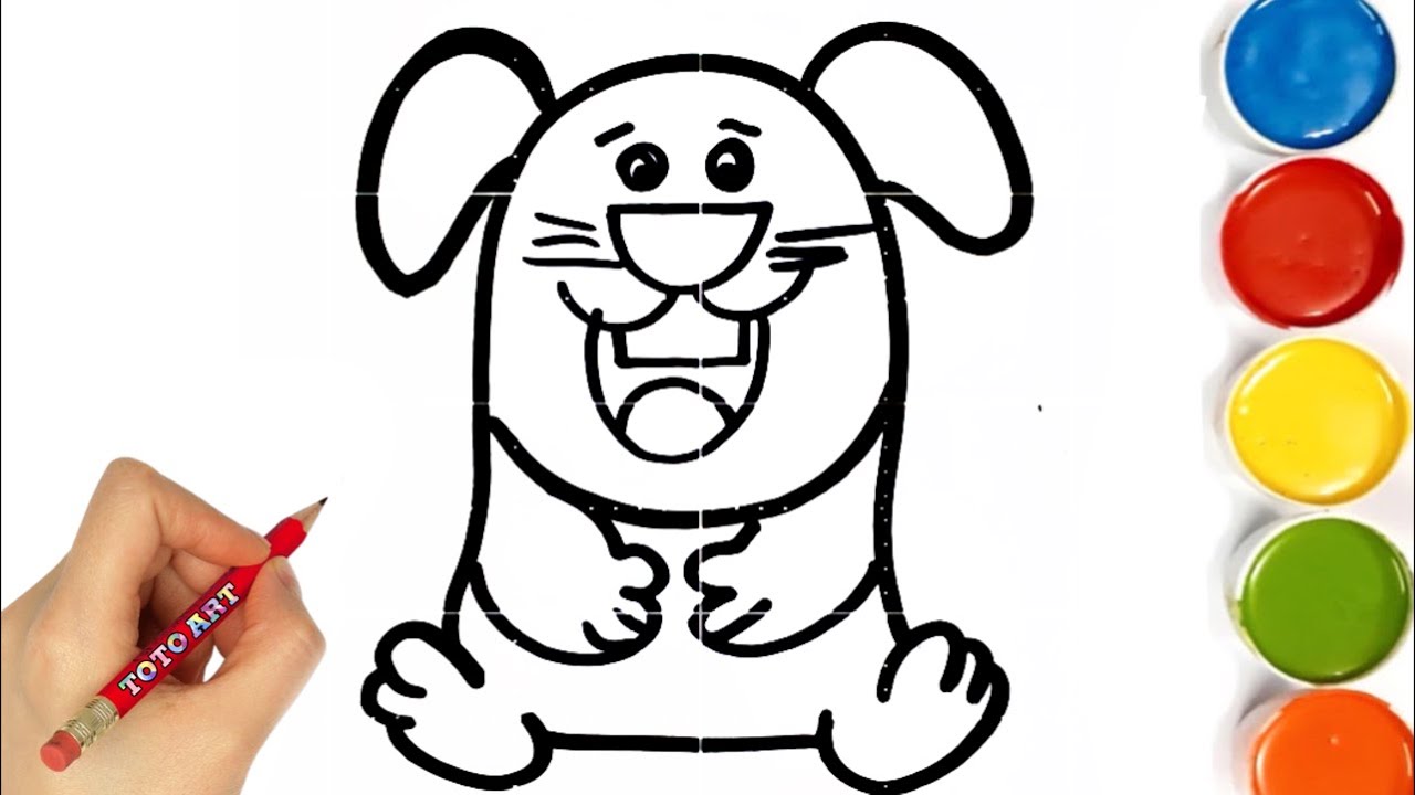 How to draw Cute Baby Dog -Colouring for Kids & Toddlers |Draw, Paint ...
