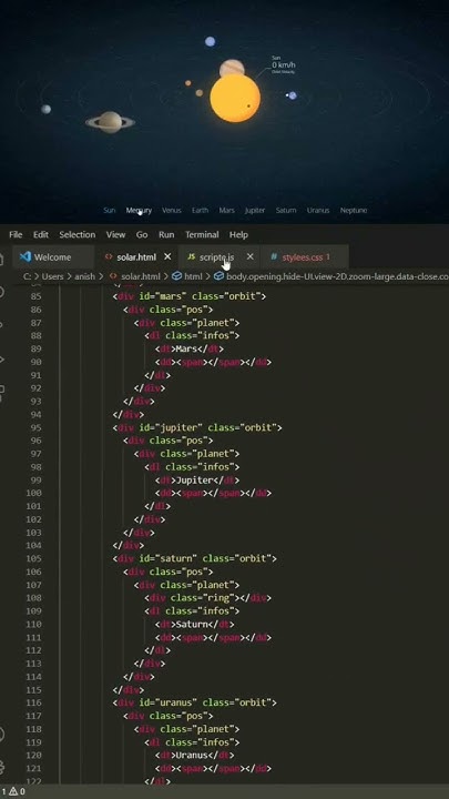 Sistema solar en 3D HTML, CSS y JS #programación #frontend #developer #programar #javascript ...