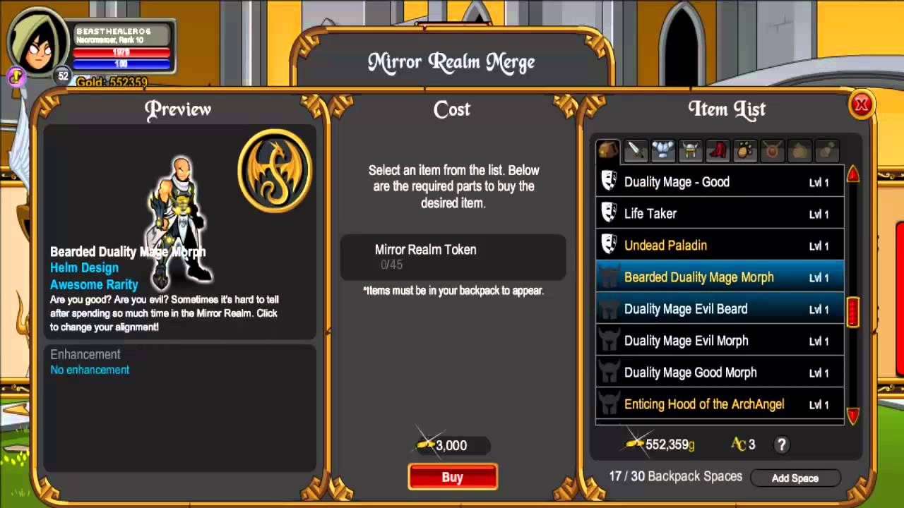 AQW - Shop Feature #11 (Updated Items: Mirror Realm Merge Shop) - YouTube
