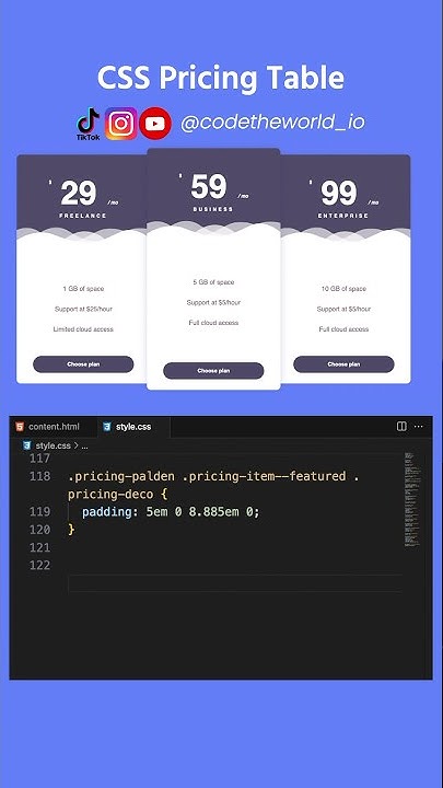 CSS Pricing Table #html #css - YouTube