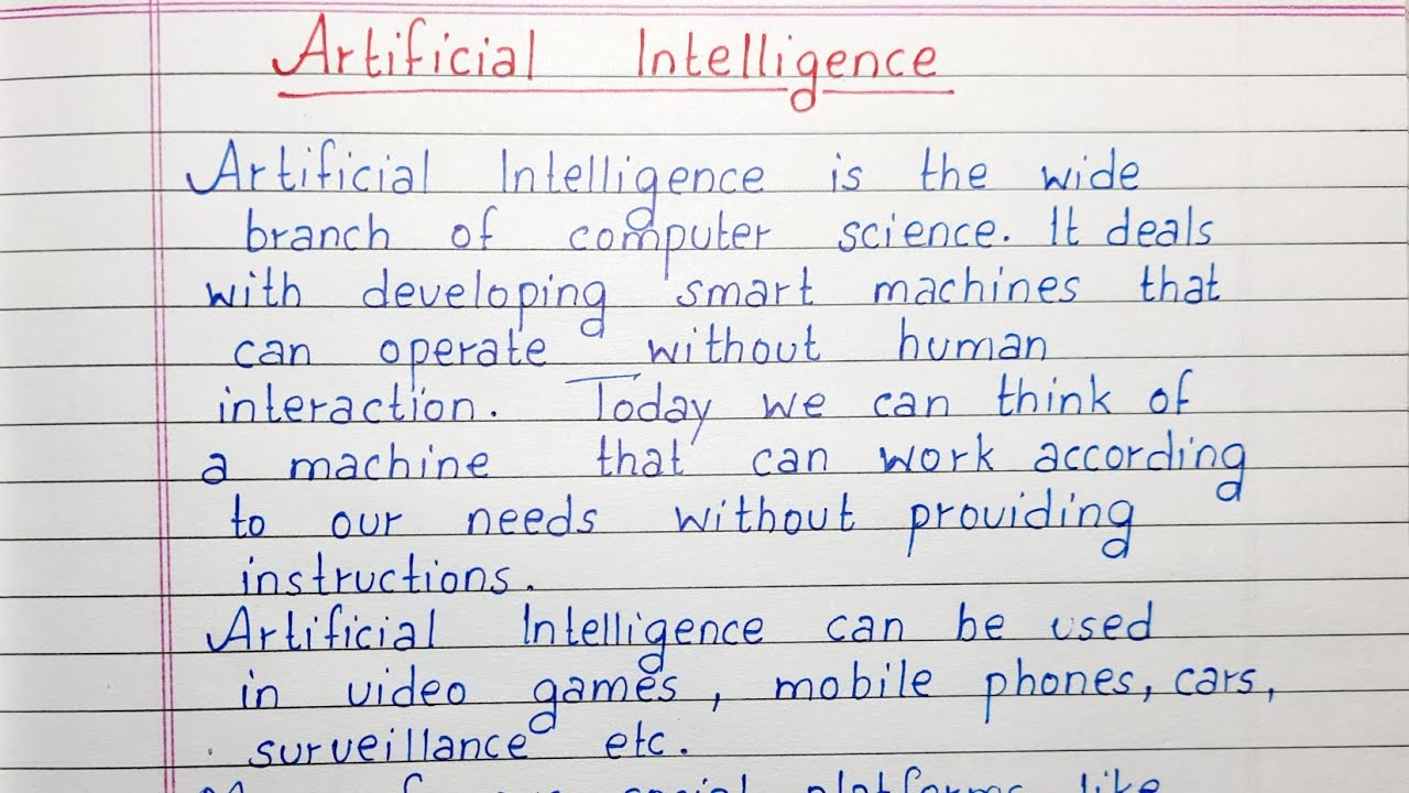 Write a short essay on Artificial Intelligence | English - YouTube