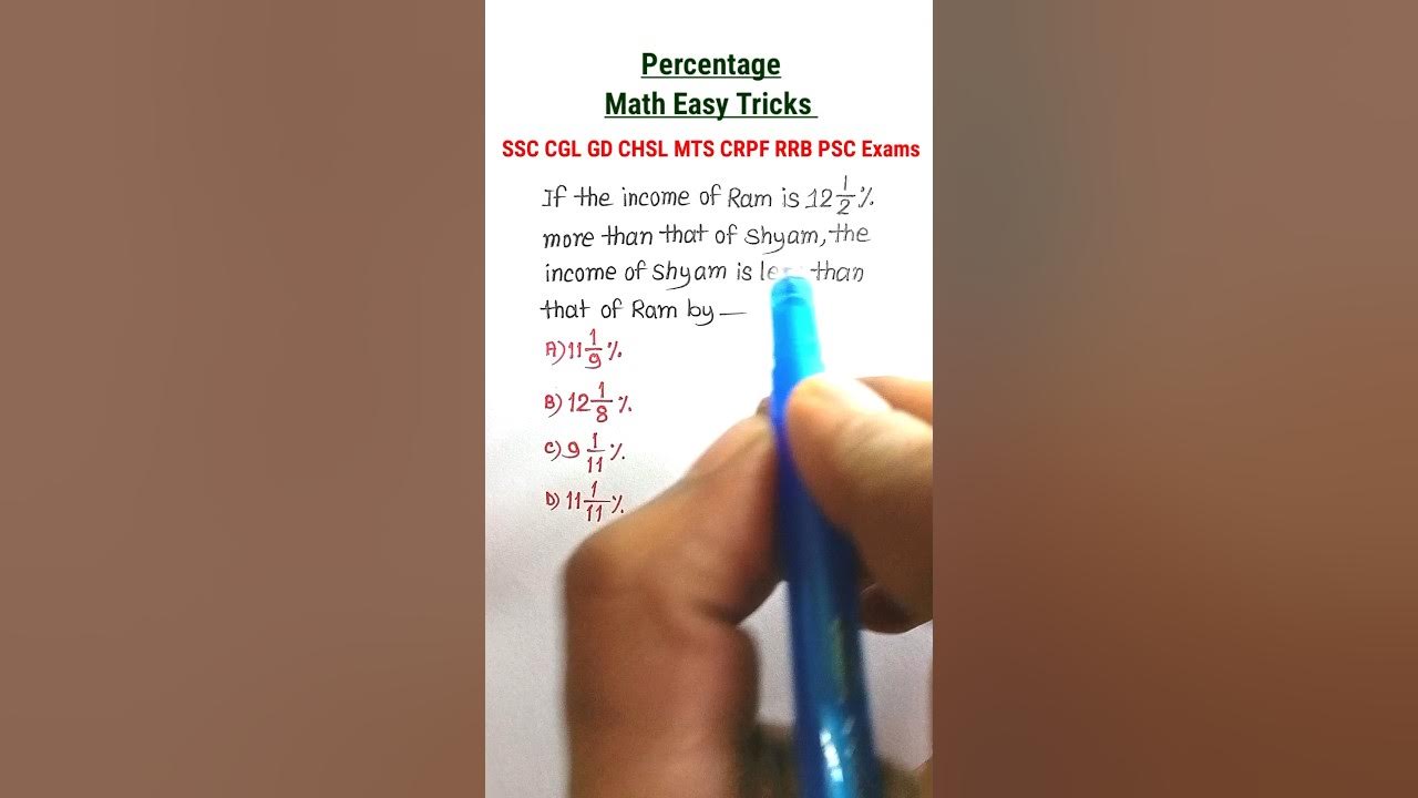 Percentage || Percentage Math Tricks|| SSC CGL MTS CHSL RRB CRPF|| - YouTube
