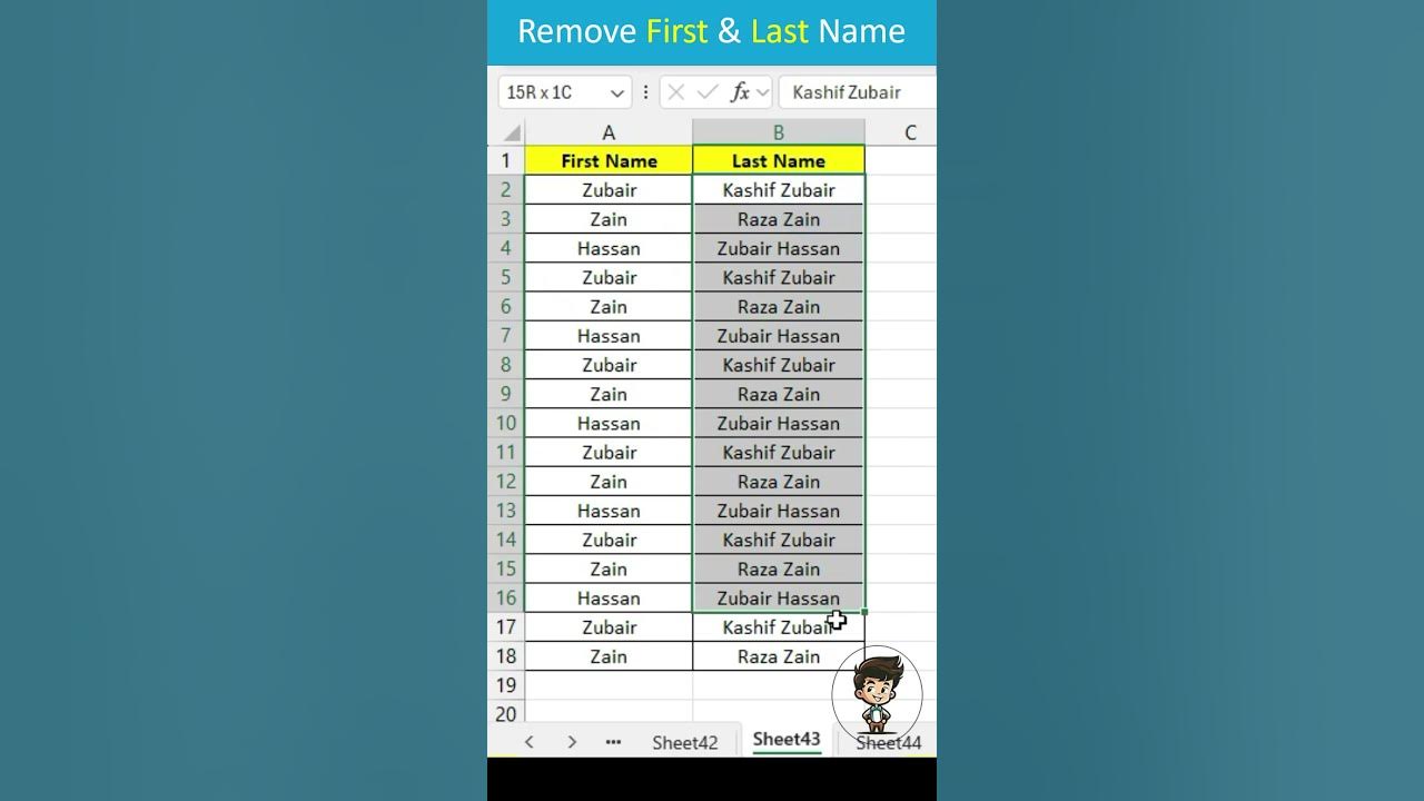 Remove First&Last Name in Excel#excel#exceltutorial#msexcel#microsoft#shorts - YouTube