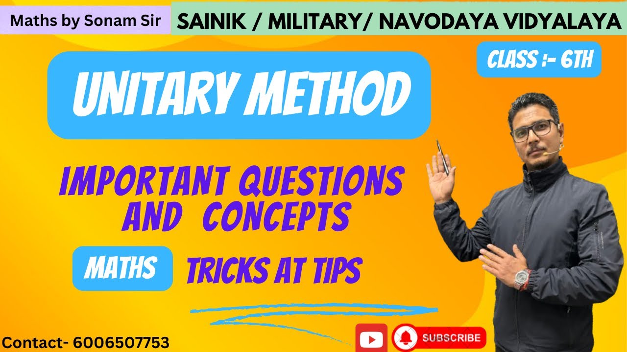 UNITARY METHOD For Class 6th Sainik School / Military/ Navodaya ...