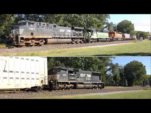 NS 148 (NS 4923, BNSF 1835, BNSF 1748, NS 1823) Eastbound in Delphi, Indiana