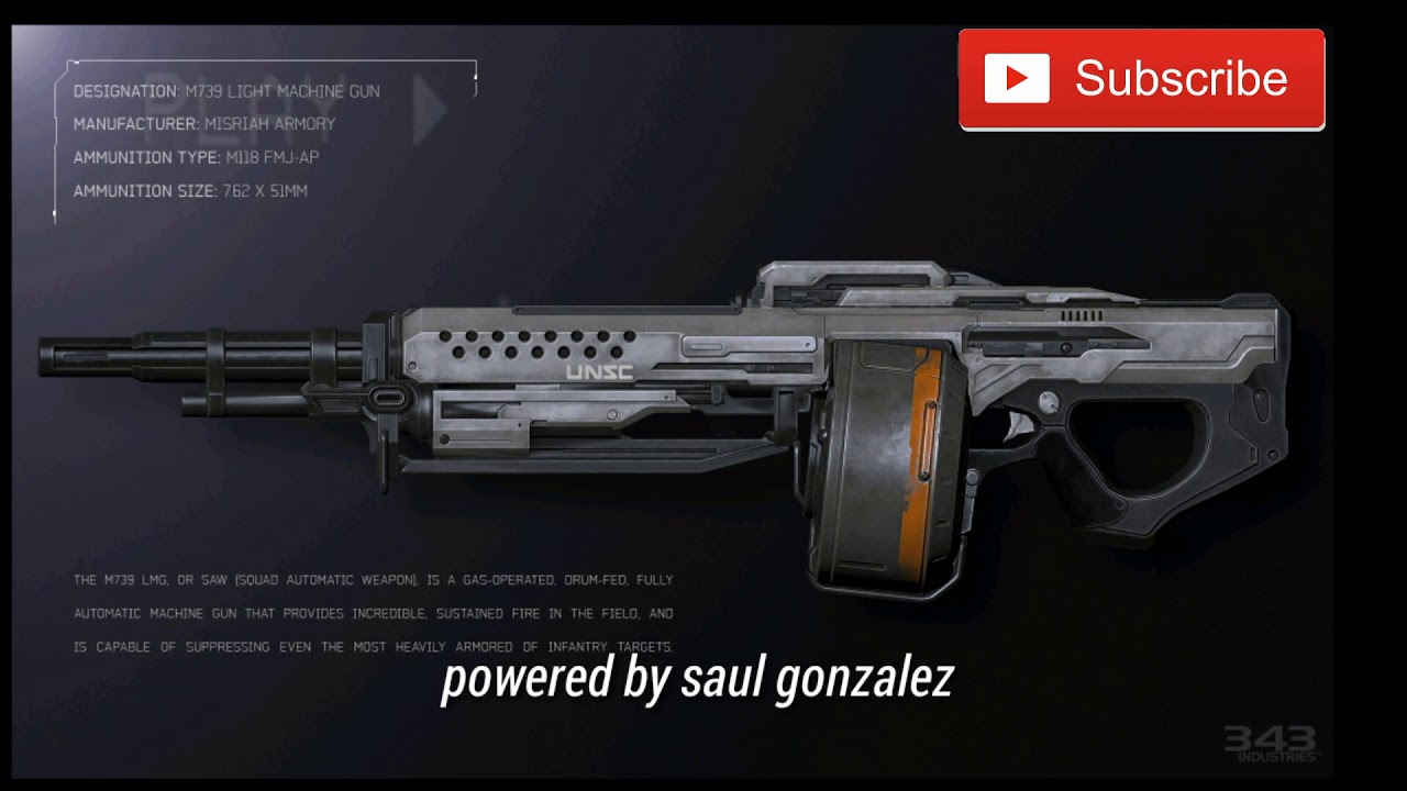 HALO 4 M739 LIGHT MACHINE GUN - YouTube