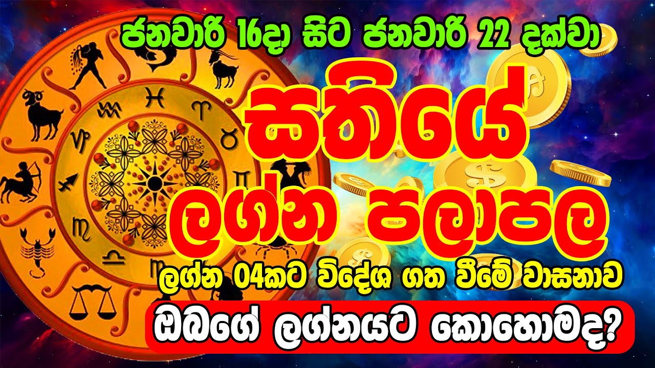 Weekly Horoscope | Sathiye Lagna Palapala | week from Jan 16 to Jan 22 ...