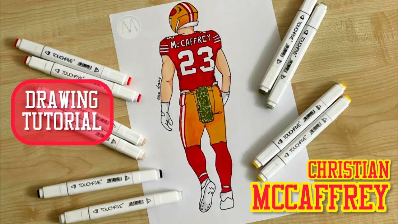 How to draw NFL players step by step / How to draw Christian McCaffrey ...