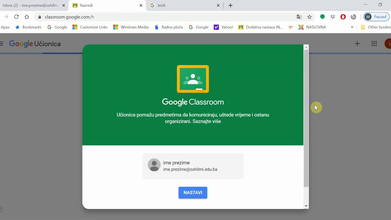 Prijava u eUcionicu - YouTube