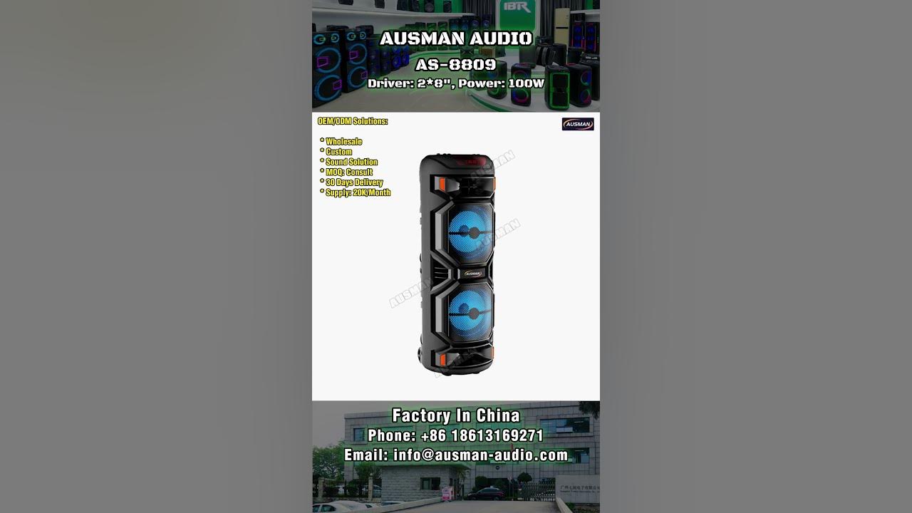 AUSMAN AS-8809 LED Tower Bluetooth Speaker | LED Speaker Manufacturer | Speaker Export - YouTube
