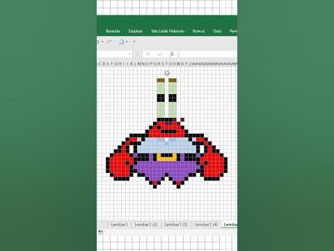 Mr Crab Pixel Art using Microsoft Excel #mrcrab #spongebob #nikelodeon - YouTube