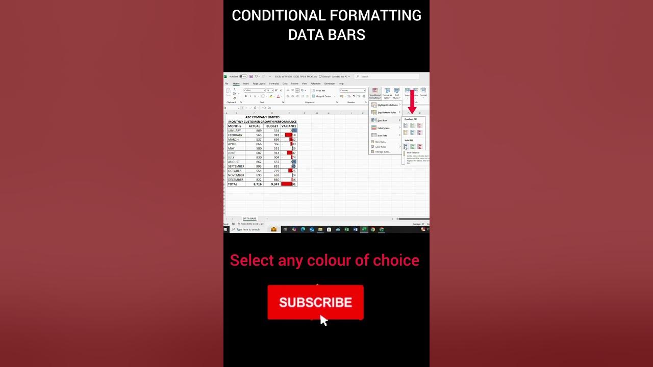 Conditional formatting data bars. #exceltipsandtricks #excelhacks - YouTube