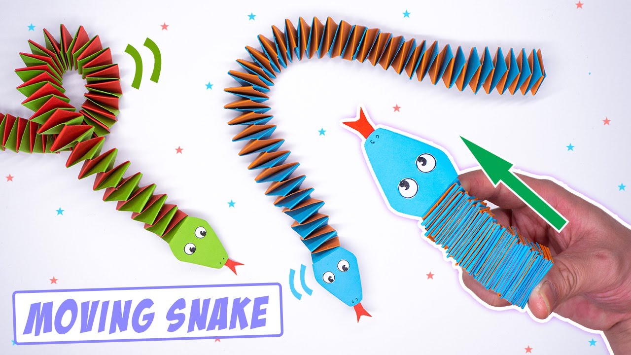 Easy origami paper MOVING SNAKE || Origami pop it | Origami fidget toy ...