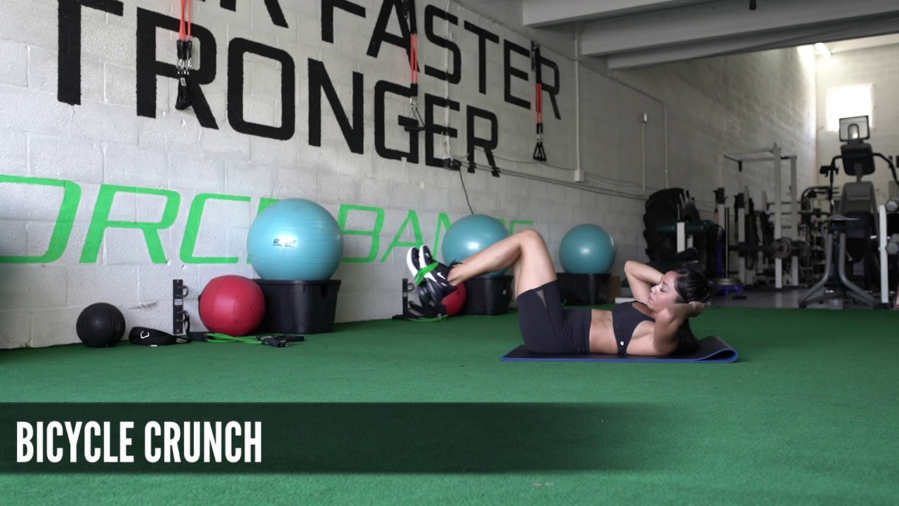 Bicycle Crunch w/ Mini Loop Resistance Band (Workout Demonstration ...