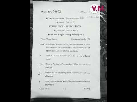 BCA 4TH Semester || Software Engineering Principles (2019-22) Question ...
