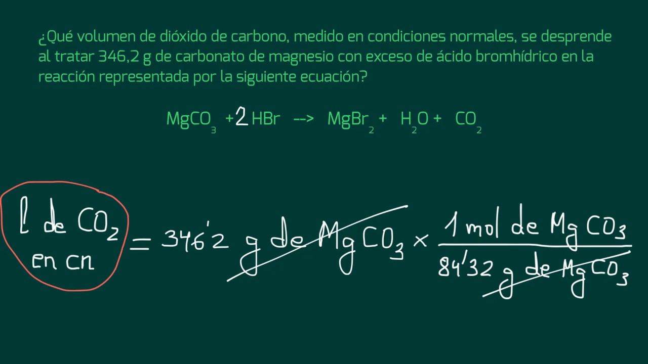 Cálculos estequiométricos con volúmenes en condiciones normales - YouTube