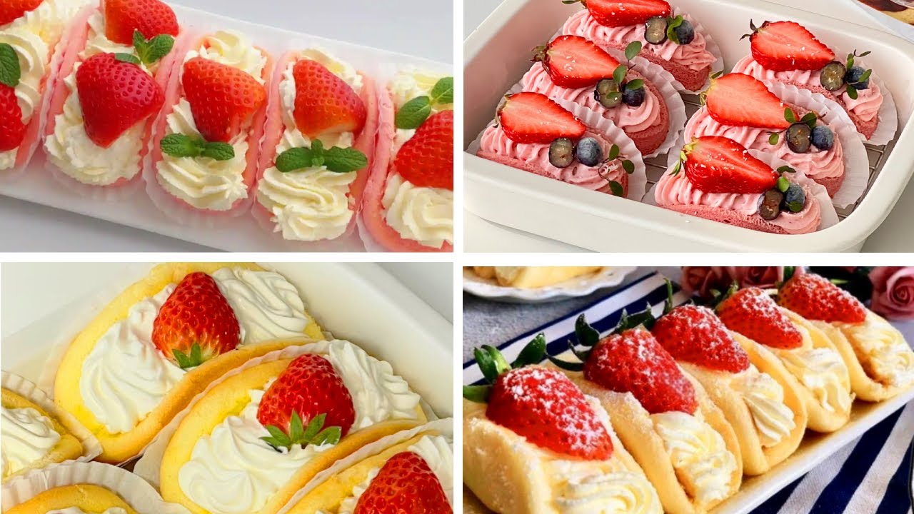 Satisfying Relaxing Video|🍨🍌🍰🎂Spring Outing Fruit Hug Roll Recipe|Asmr ...