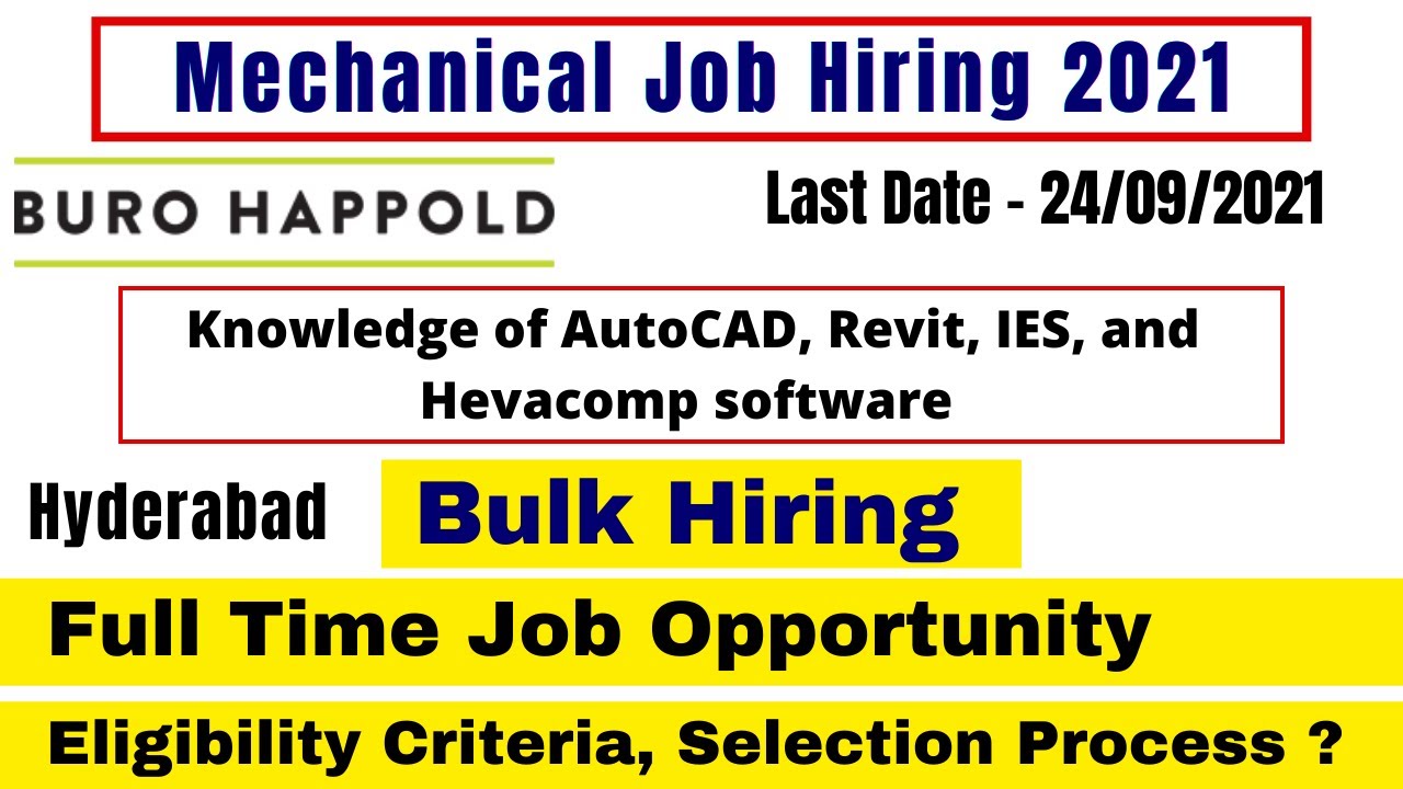 Mechanical Job Hiring | Knowledge of AutoCAD, Revit, IES, and Hevacomp ...