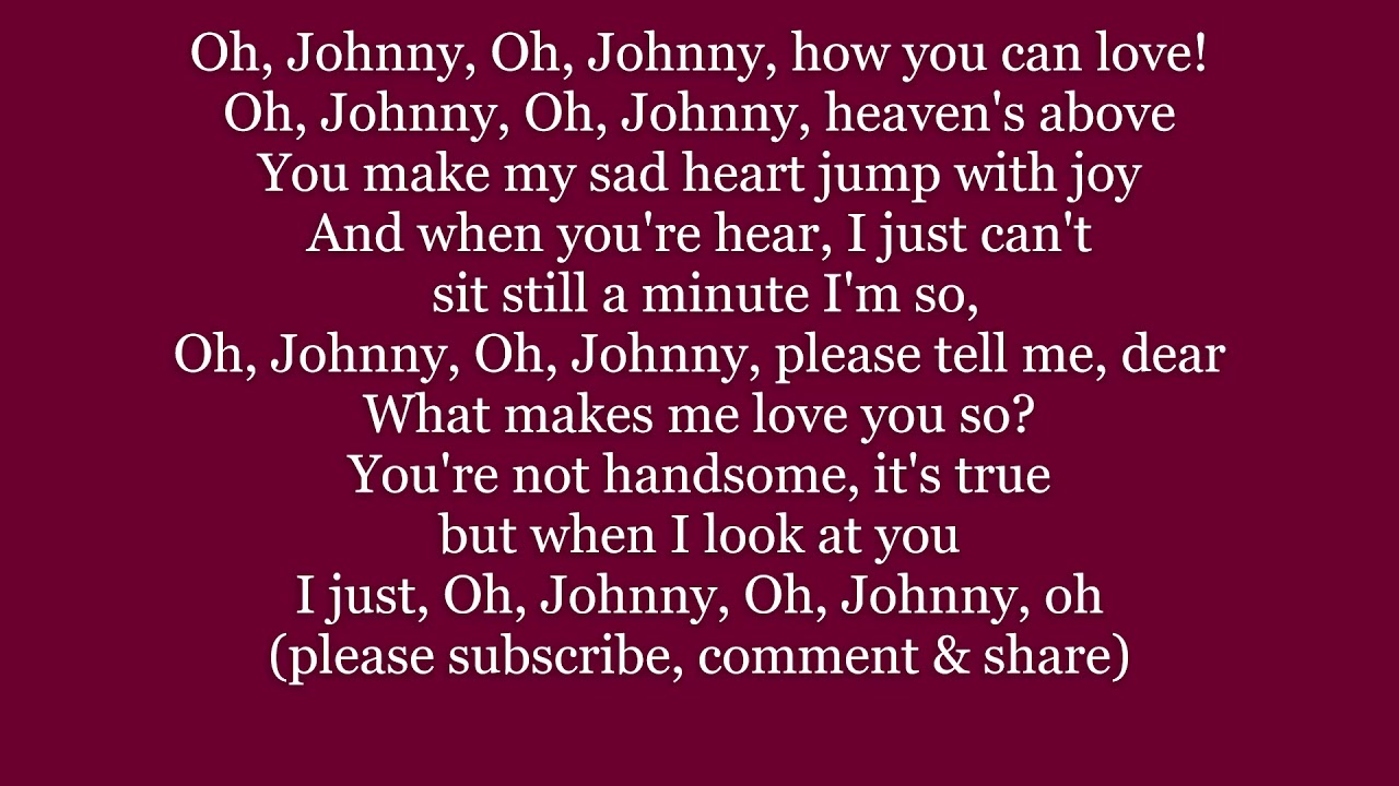 Oh Johnny, Oh Johnny sung by Elise Lyrics Words 1917 sing along music ...