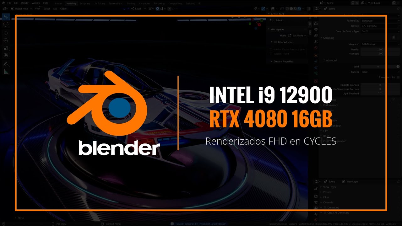 Render CYCLES Blender - Intel i9 12900, RTX 4080 16GB - YouTube