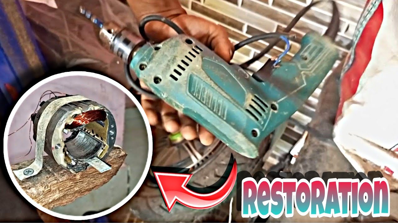restoration of makita 10mm drill machine /coil burn out/SAW #rewinding ...