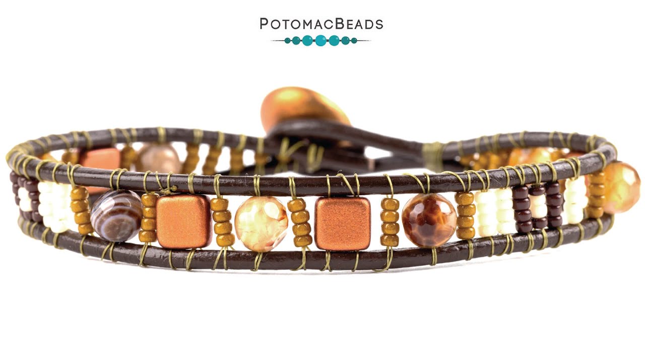 Eden Leather Wrap Bracelet - DIY Jewelry Making Tutorial by PotomacBeads - YouTube
